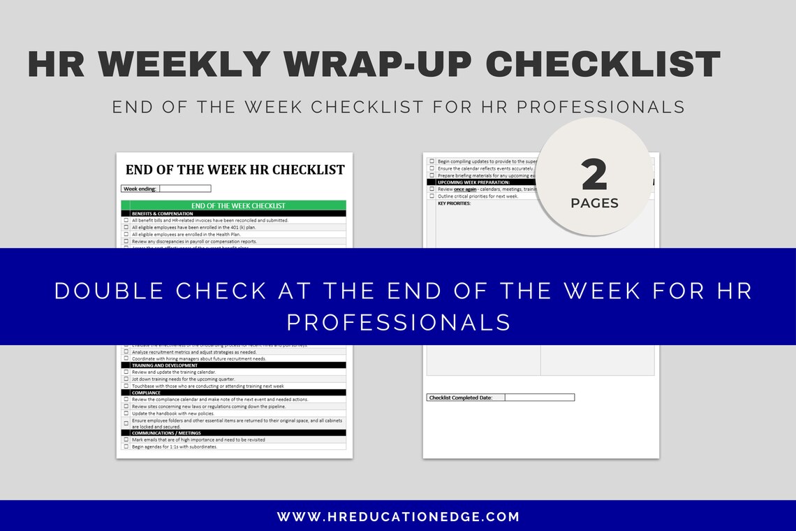 HR Weekly Wrap-up Checklist: Strategic Insights & Tasks (digital ...