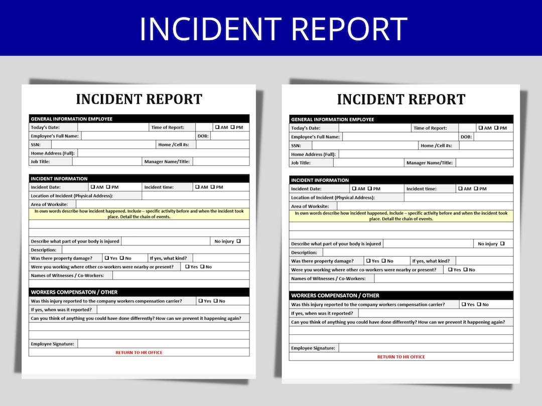 Employee Incident Report Sample