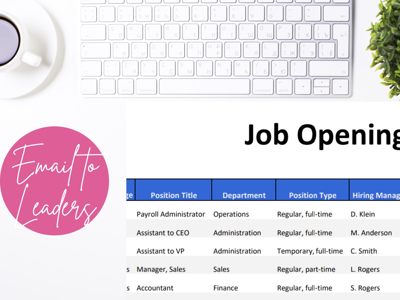 Job Openings Template | MS Excel Editable Spreadsheet | Human Resource ...