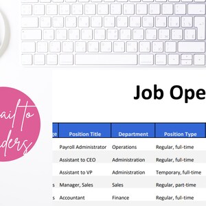 Job Openings Template | MS Excel Editable Spreadsheet | Human Resource ...