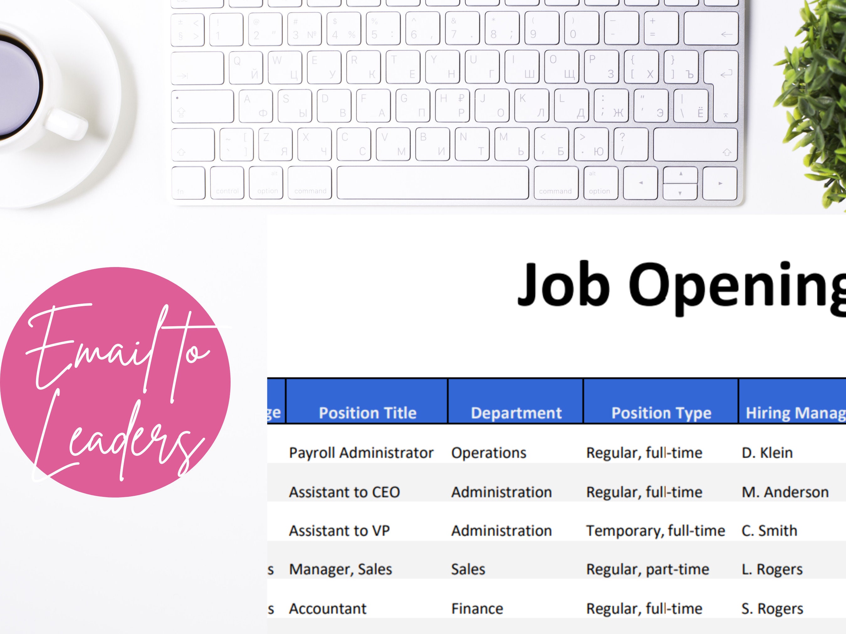Job Openings Template MS Excel Editable Spreadsheet Human Resource ...