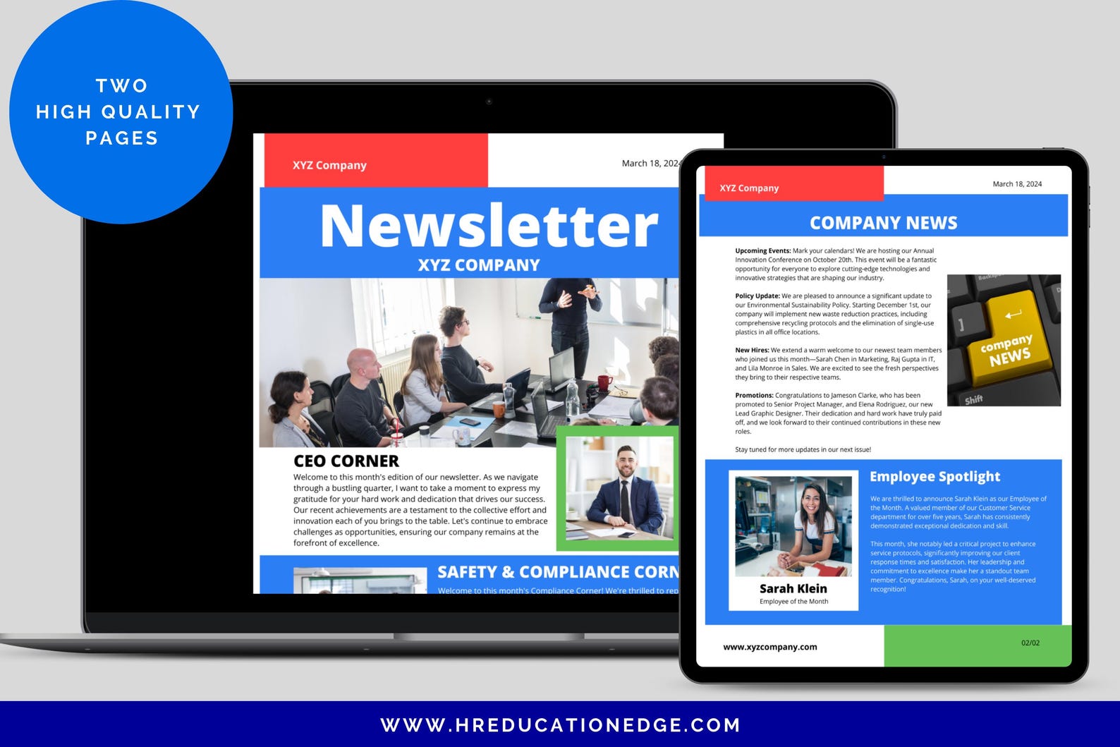 Editable Company Newsletter Template: Employee News in Canva Template ...