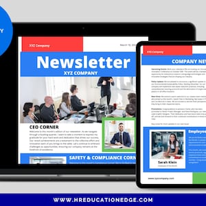 Editable Company Newsletter Template: Employee News in Canva Template ...