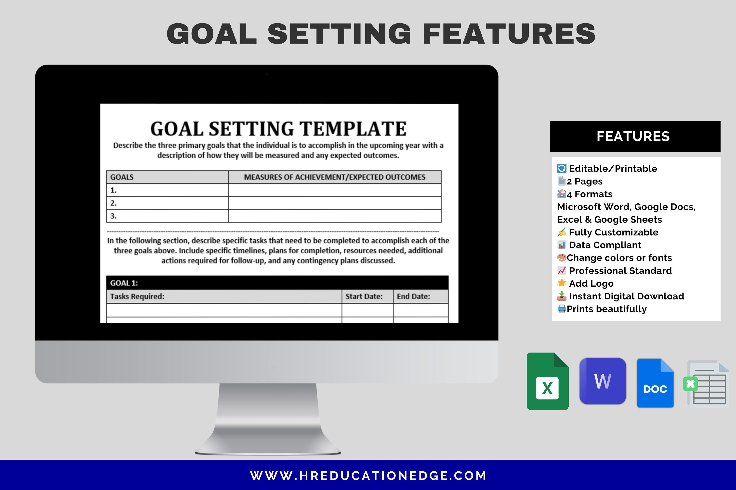 Employee Goal Setting Sheet: Performance Management Template (digital ...