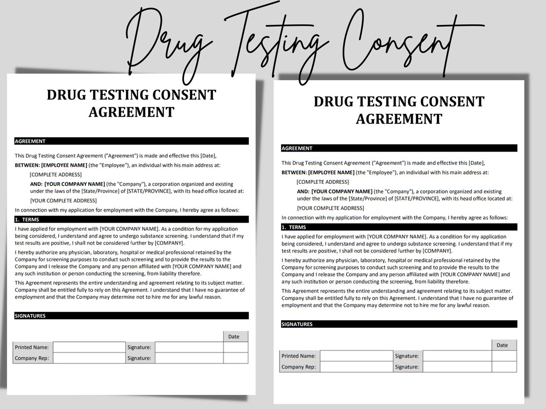 Drug Test Consent Form New Hire Paperwork HR Template - Etsy