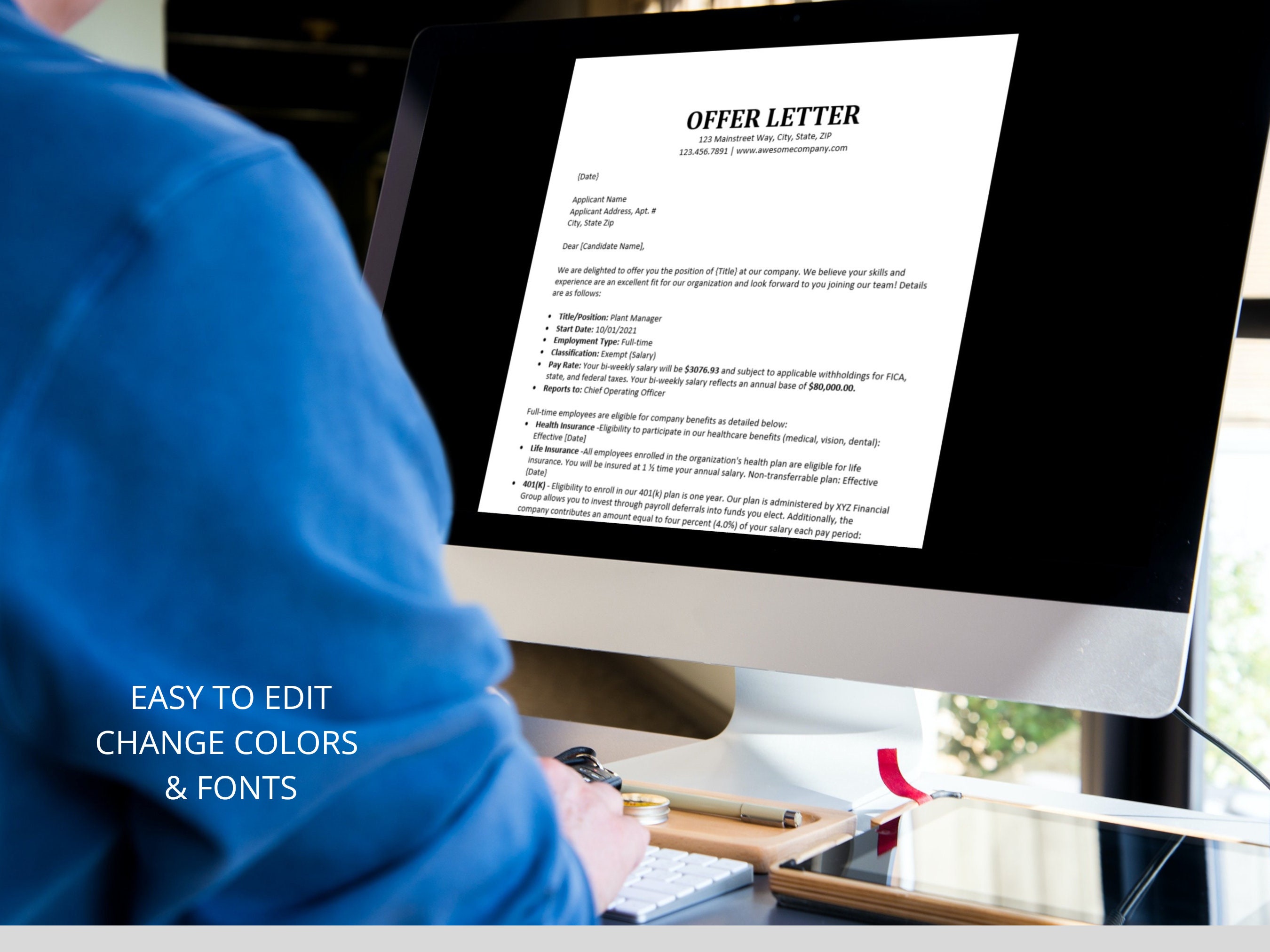 Plantilla de carta de oferta de trabajo / MS Editable Word / - Etsy México