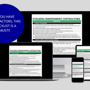 Independent Contractor Checklist Editable Document HR Template Human ...