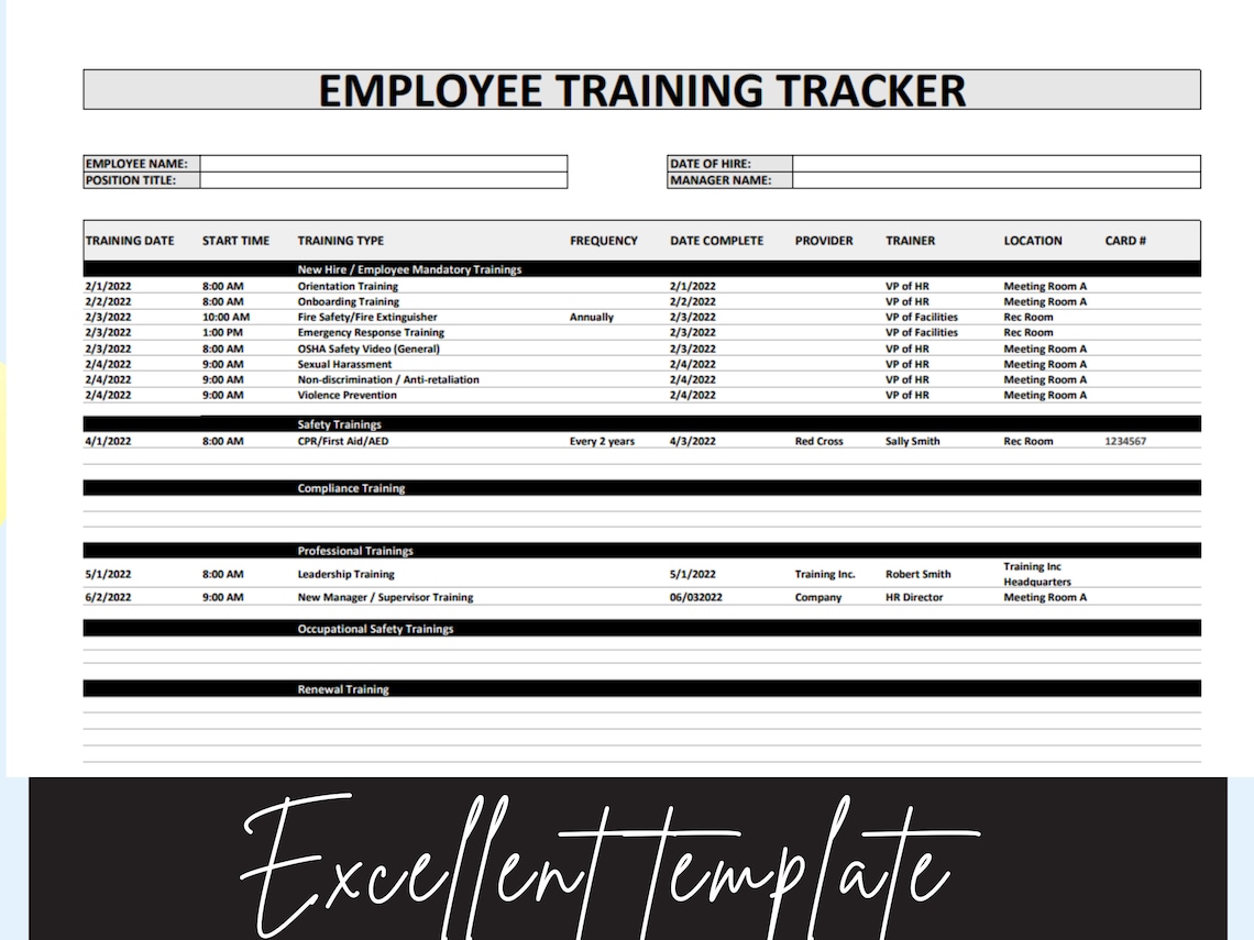 Streamlined Employee Training Tracker Template for New Hires & - Etsy