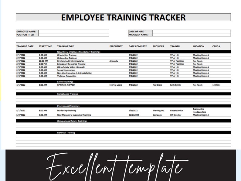 Streamlined Employee Training Tracker Template for New Hires & - Etsy