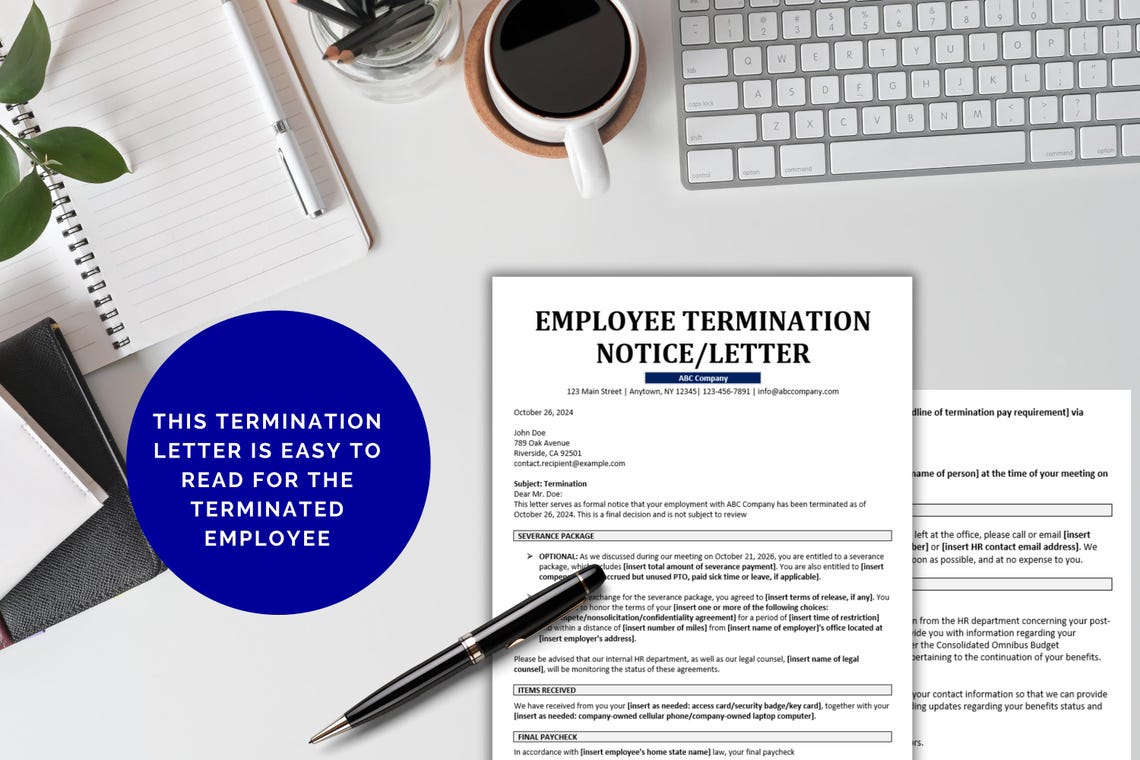 Employee Termination Letter Template: HR Offboarding (digital Download ...
