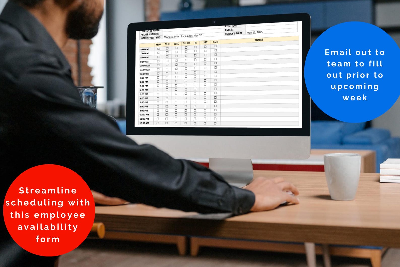 Employee Work Availability Form: Weekly Schedule Template (word, Excel ...
