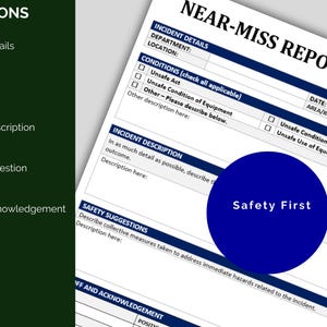 Near Miss Incident Report Form: OSHA Safety Template (word & Google ...