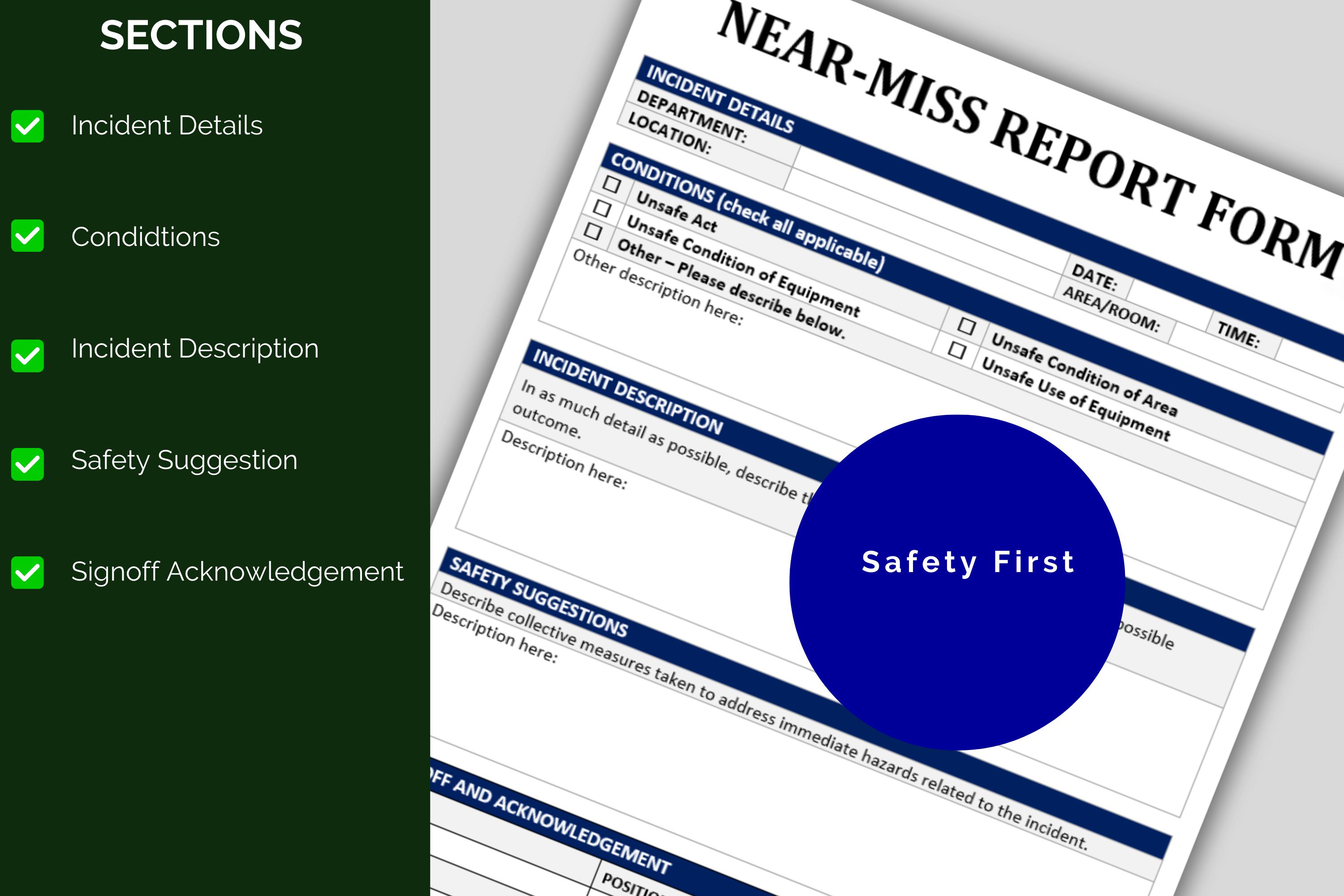 Near Miss Incident Report Form: OSHA Safety Template (word & Google Docs) - Etsy