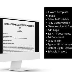 Attendance Warning Letter: HR Template | Employee Poor Attendance ...