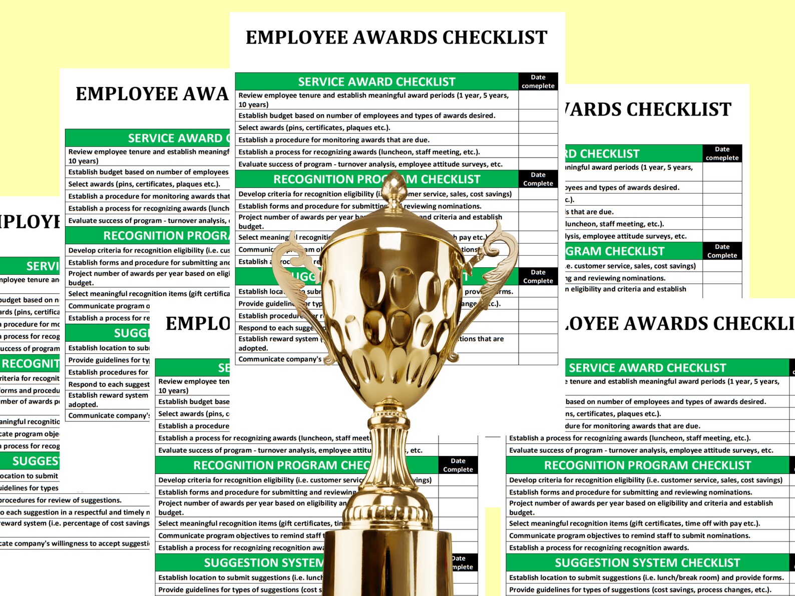 Employee Awards Recognition Program Checklist | Human Resource Form ...