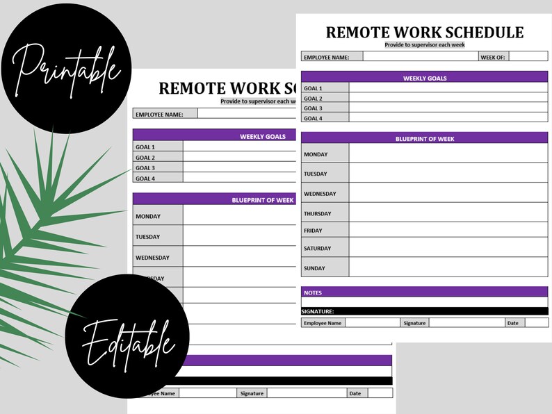 Remote Work Schedule Template HR Templates Human Resources Forms ...