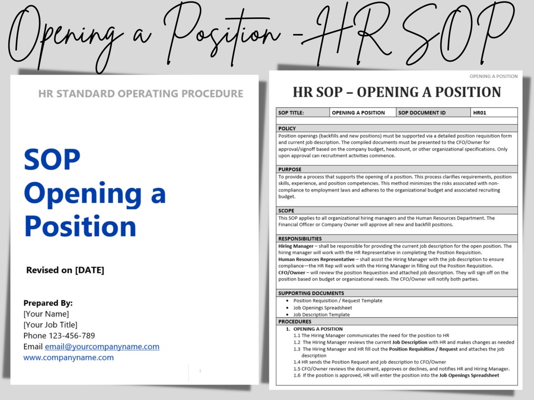 Opening a Position SOP Standard Operating Procedure HR Sops Template ...