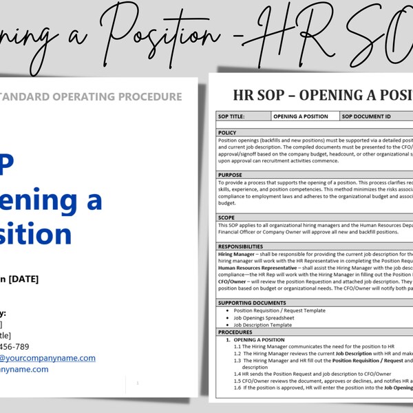 Standard Operating Procedure Template - Etsy