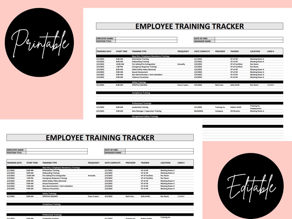 Streamlined Employee Training Tracker Template for New Hires & - Etsy