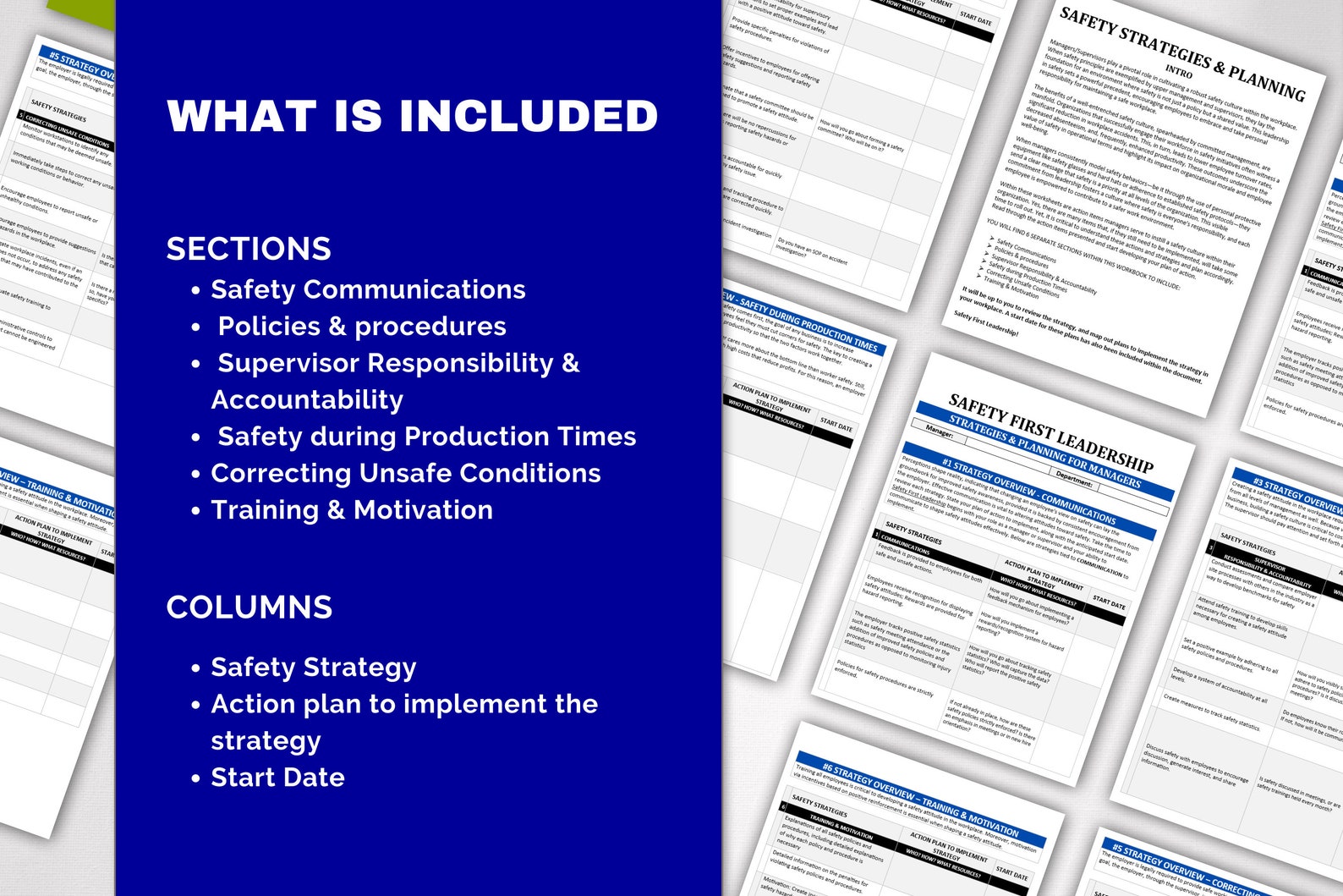 Safety First Leadership Worksheets: Manager Safety Strategies W/action ...