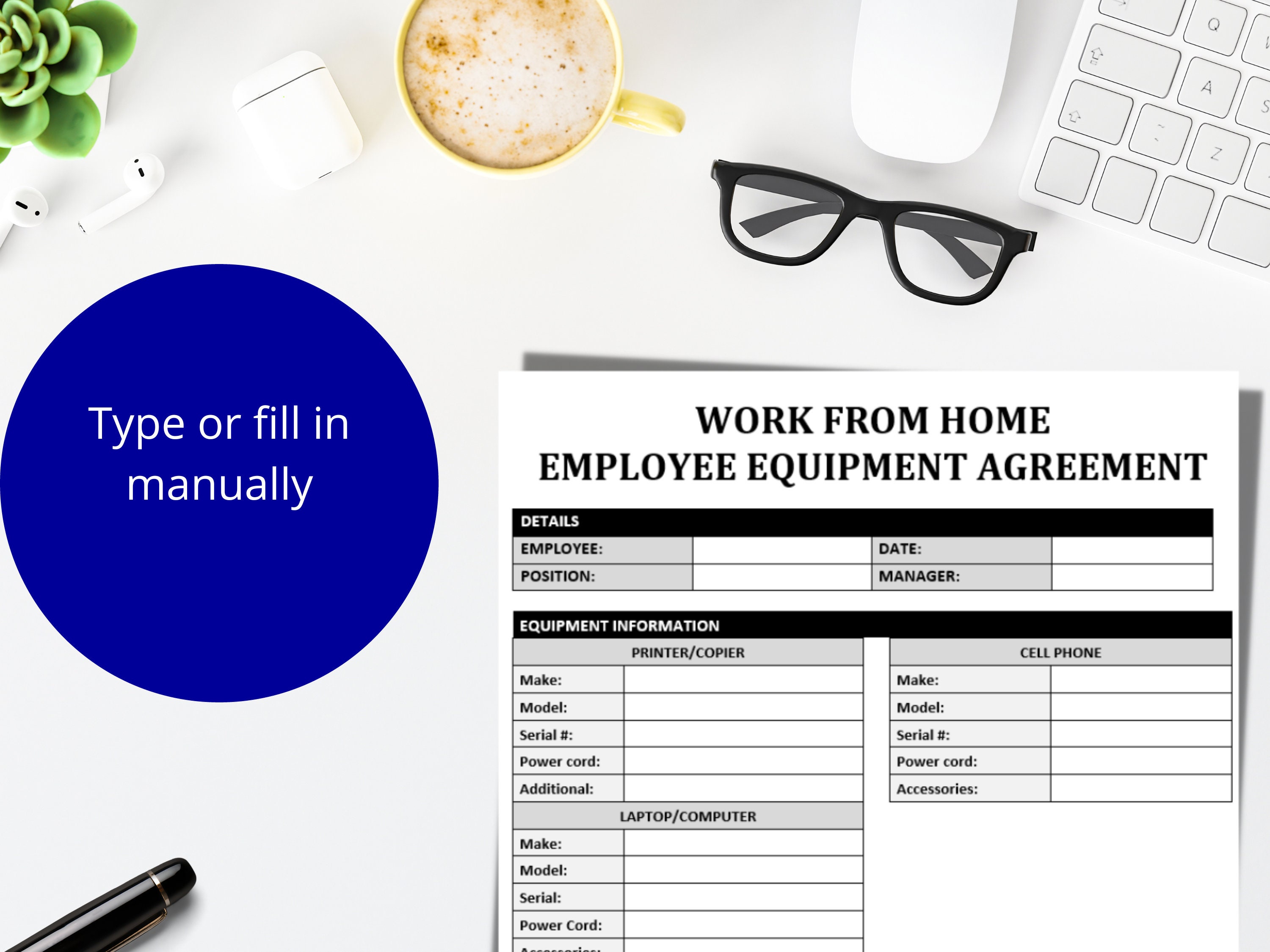 Employee Equipment Agreement Template Editable Hr Form Digital 2692