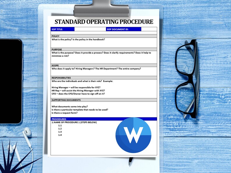 SOP Template Standard Operating Procedure Human Resources - Etsy