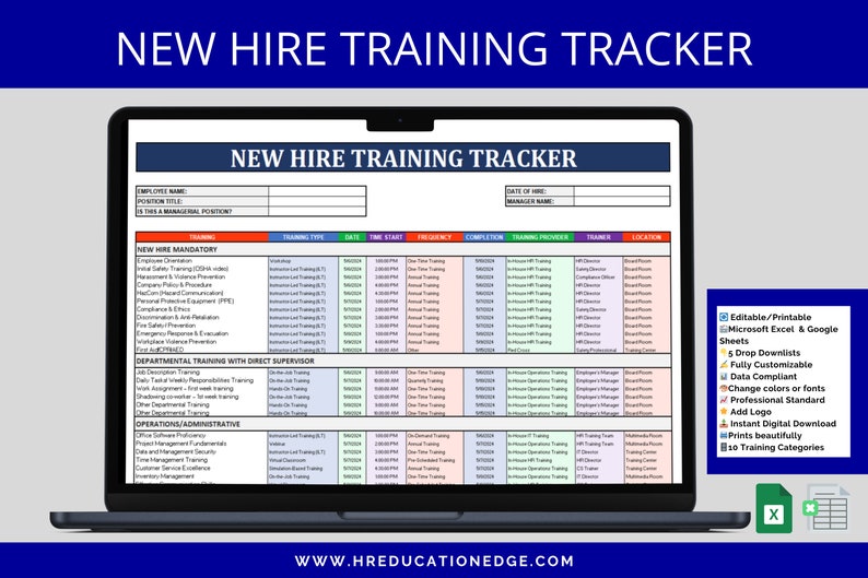 New Hire Training Plan Tracker | Employee Onboarding Process | Training ...