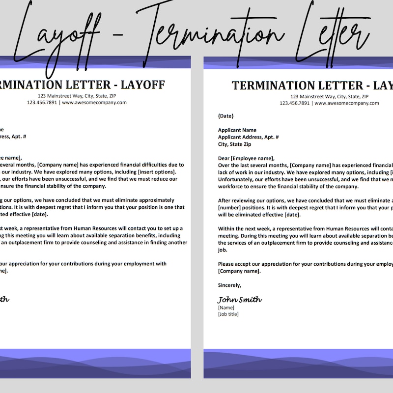 Employee Separation Letter - Etsy