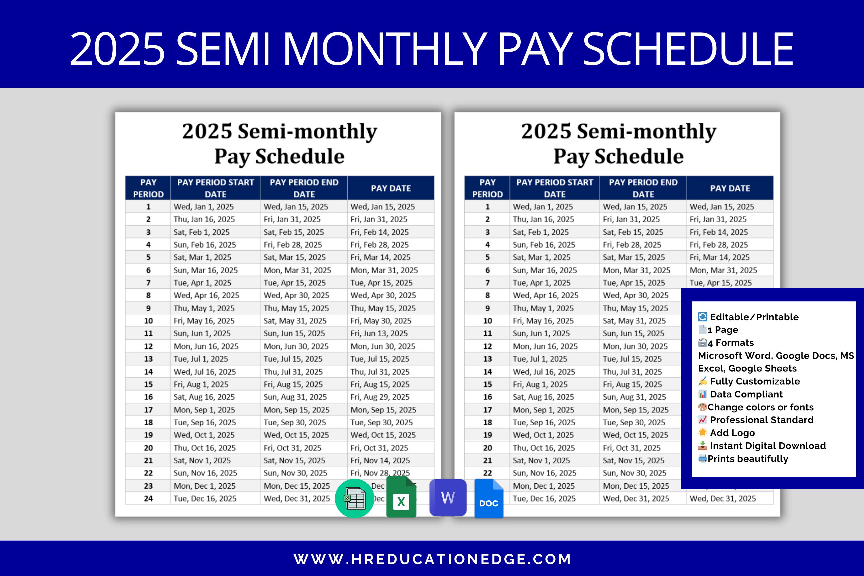 2025 Semimonthly Pay Schedule HR Template digital Download Etsy 2025 Semimonthly Pay Schedule HR Template digital Download Etsy