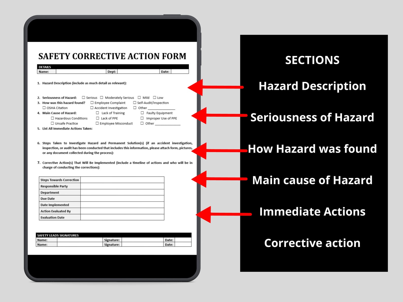 Safety Corrective Action Template: OSHA Compliance (digital Download ...
