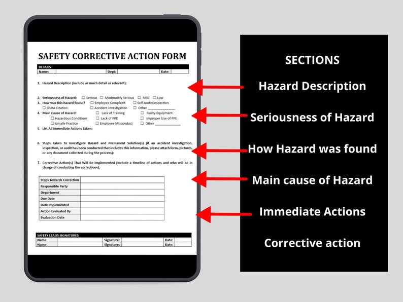 Safety Corrective Action Template: OSHA Compliance (digital Download ...