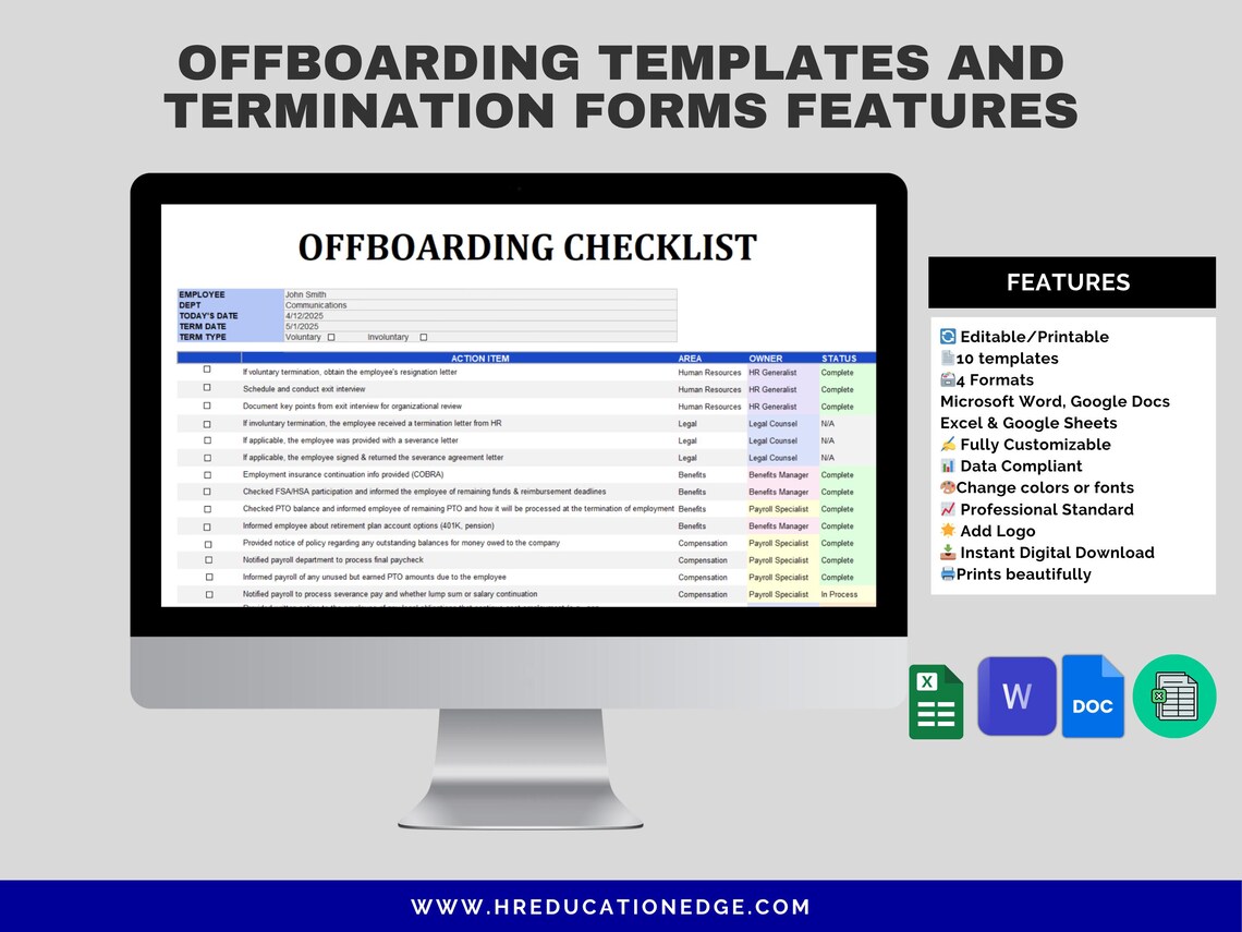 Employee Offboarding Template Bundle: HR Termination Forms (google Docs ...