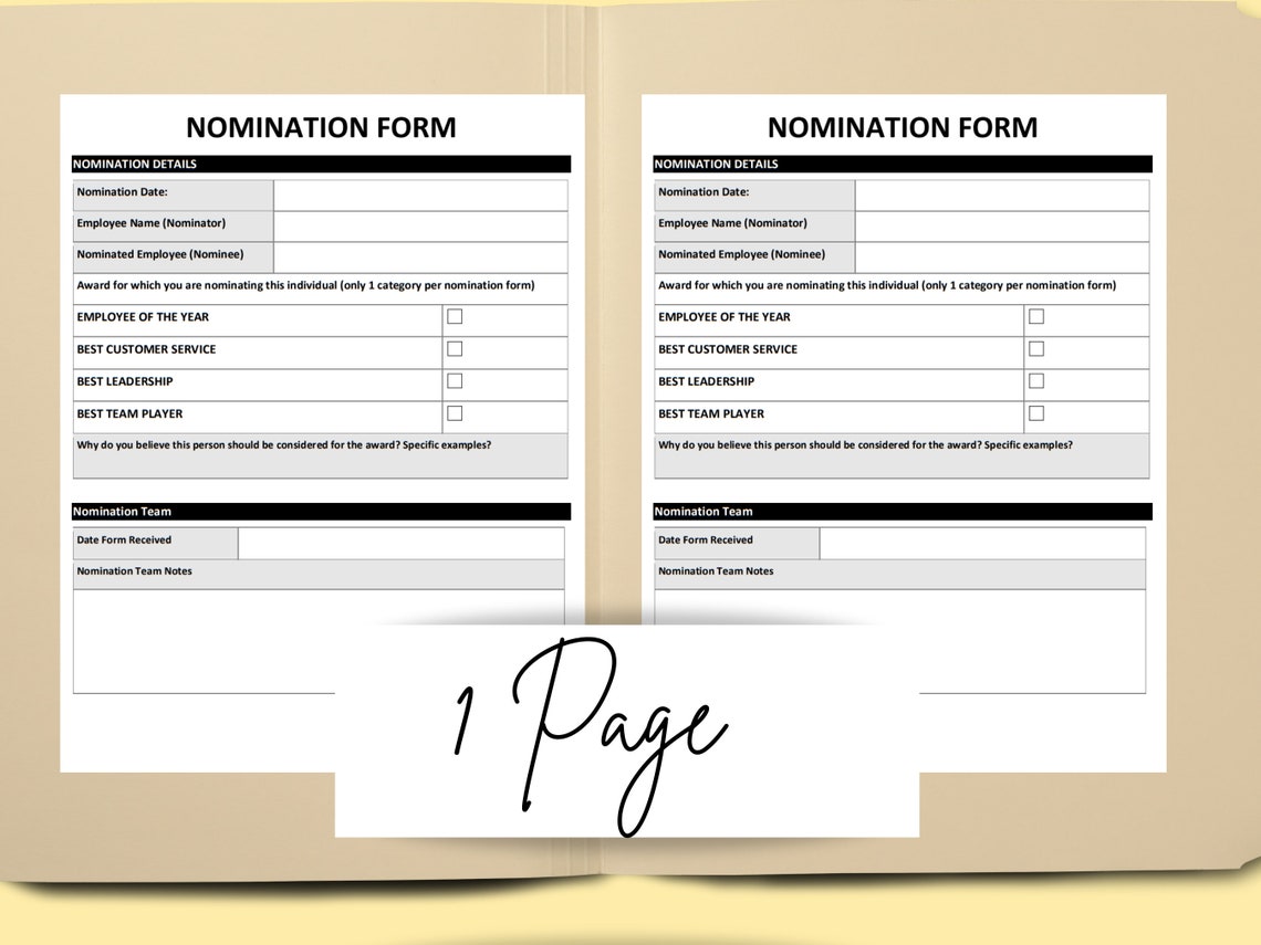 Employee Recognition Award Nomination Template Word Editable - Etsy UK