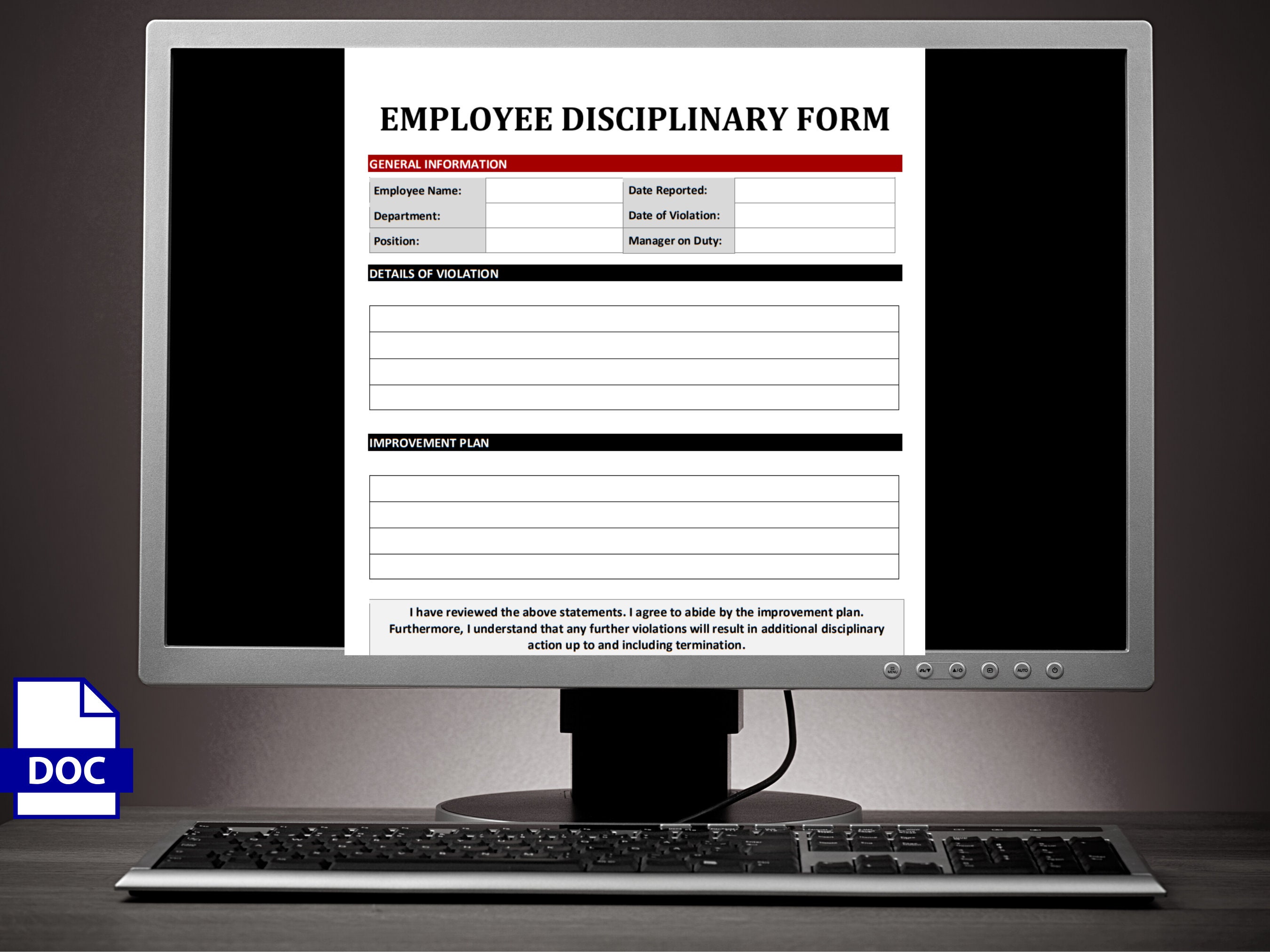 Employee Disciplinary Form Template: HR Violation Notice (editable Word ...