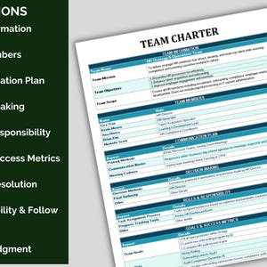 Team Charter Template: HR Planning, Excel & Google Sheets (digital ...