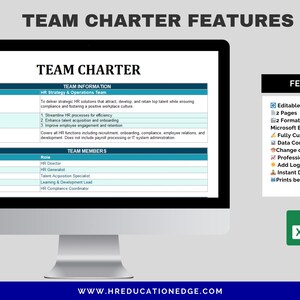 Team Charter Template: HR Planning, Excel & Google Sheets (digital ...