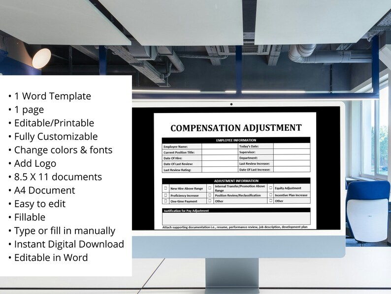 Compensation Adjustment Form Salary Change Request Requesting Pay Raise ...