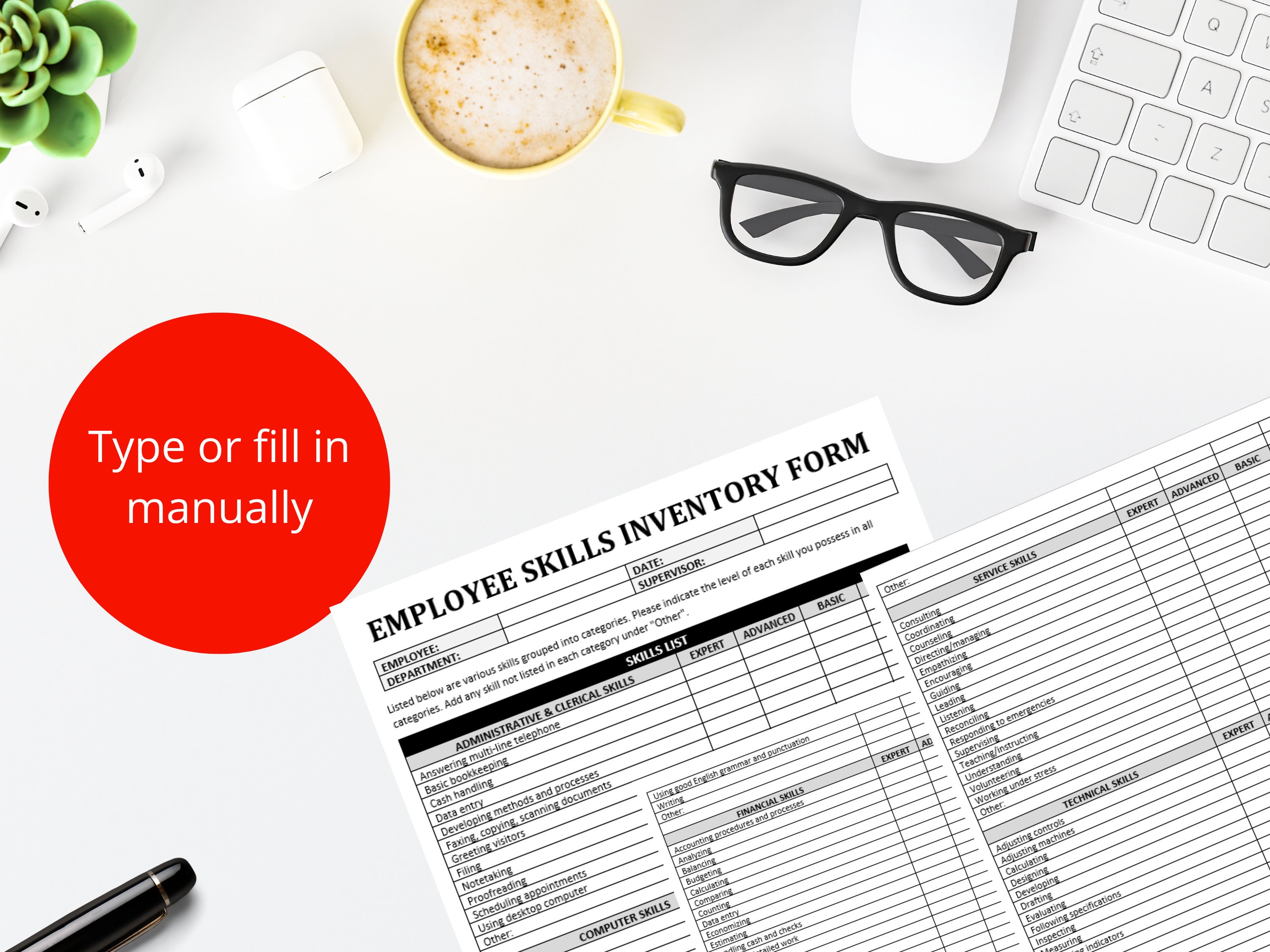 Employee Skills List: Editable Word Document, HR Template, Human ...