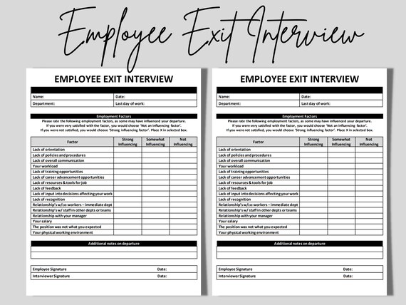 Employee Exit Interview Template MS Editable Word Form - Etsy UK