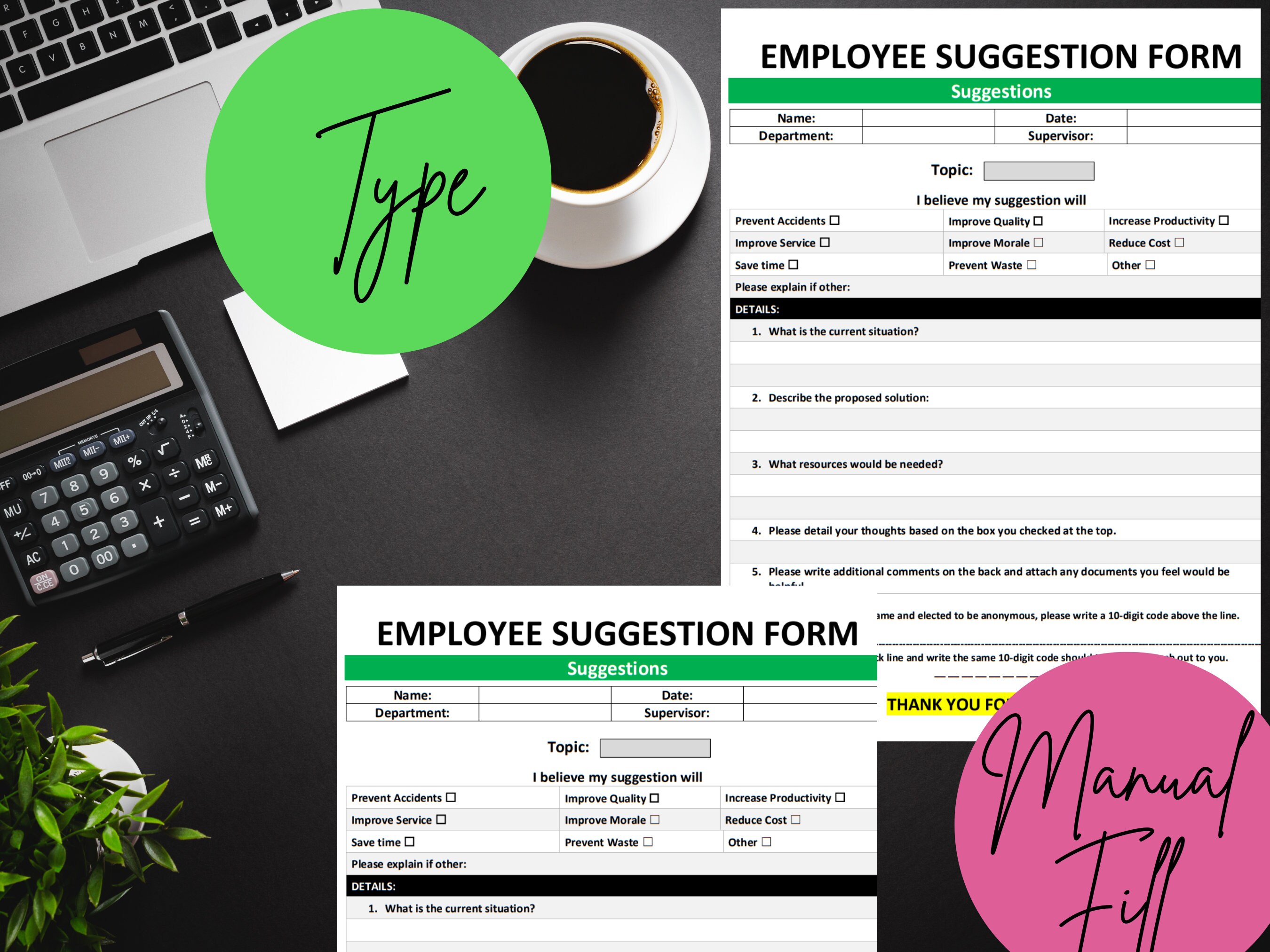 Employee Suggestion Form Editable Word Template Suggestion - Etsy UK