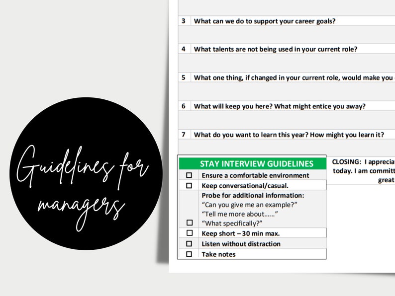Employee Stay Interview Template / Mini Checklist /guidelines Editable ... Employee Stay Interview Template / Mini Checklist /guidelines Editable ...