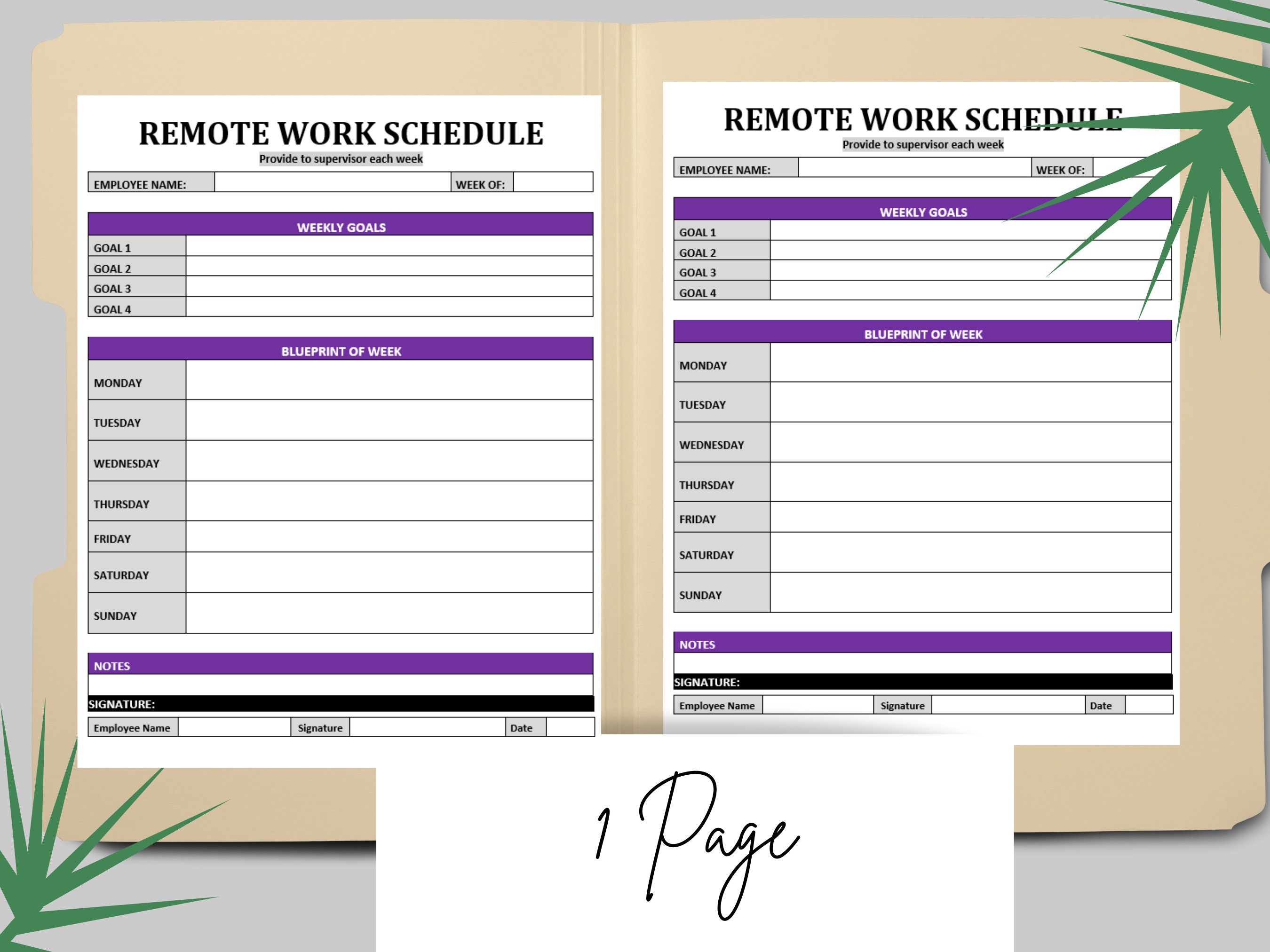 Remote Work Schedule Template HR Templates Human Resources Forms ...