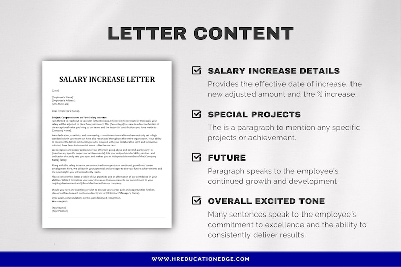 Salary Increase Letter Template: HR Form, Employee Compensation ...