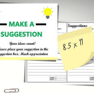 Employee Suggestion Box Sign and Cards: HR Template (digital Download ...