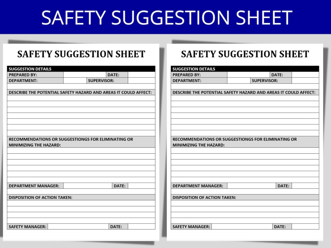 Engage Employees for Workplace Safety: Safety Suggestion Template | HR ...