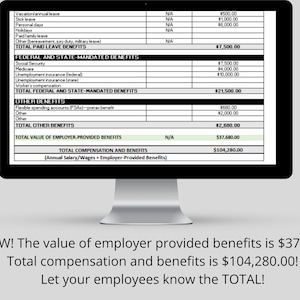 Total Compensation Statement Template: HR Employee Benefits (excel ...