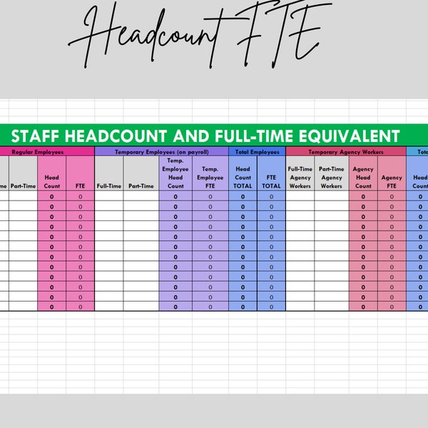 Headcount Template - Etsy
