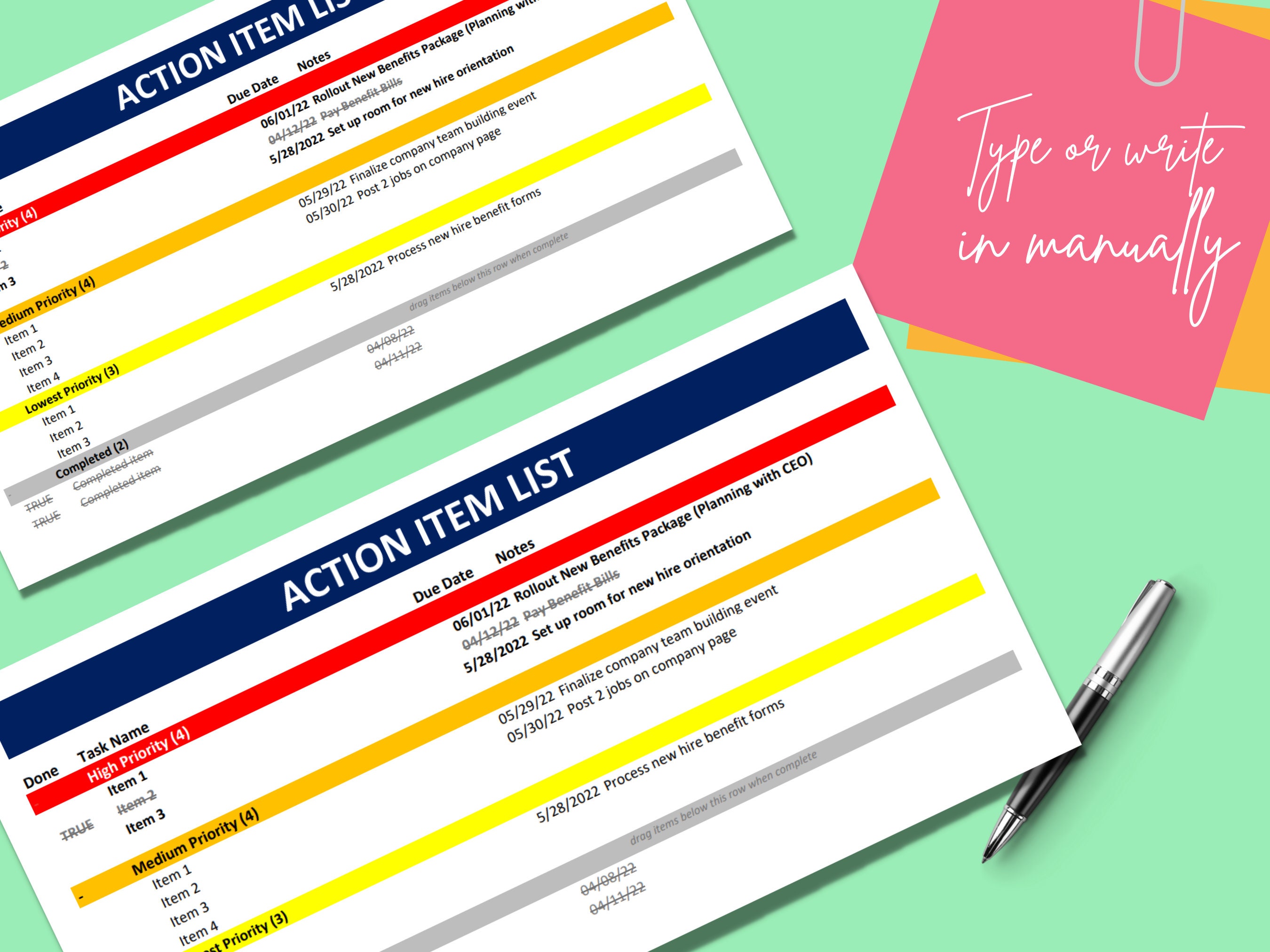 Simplified HR Action List: Editable Excel Sheet for Prioritizing Tasks ...