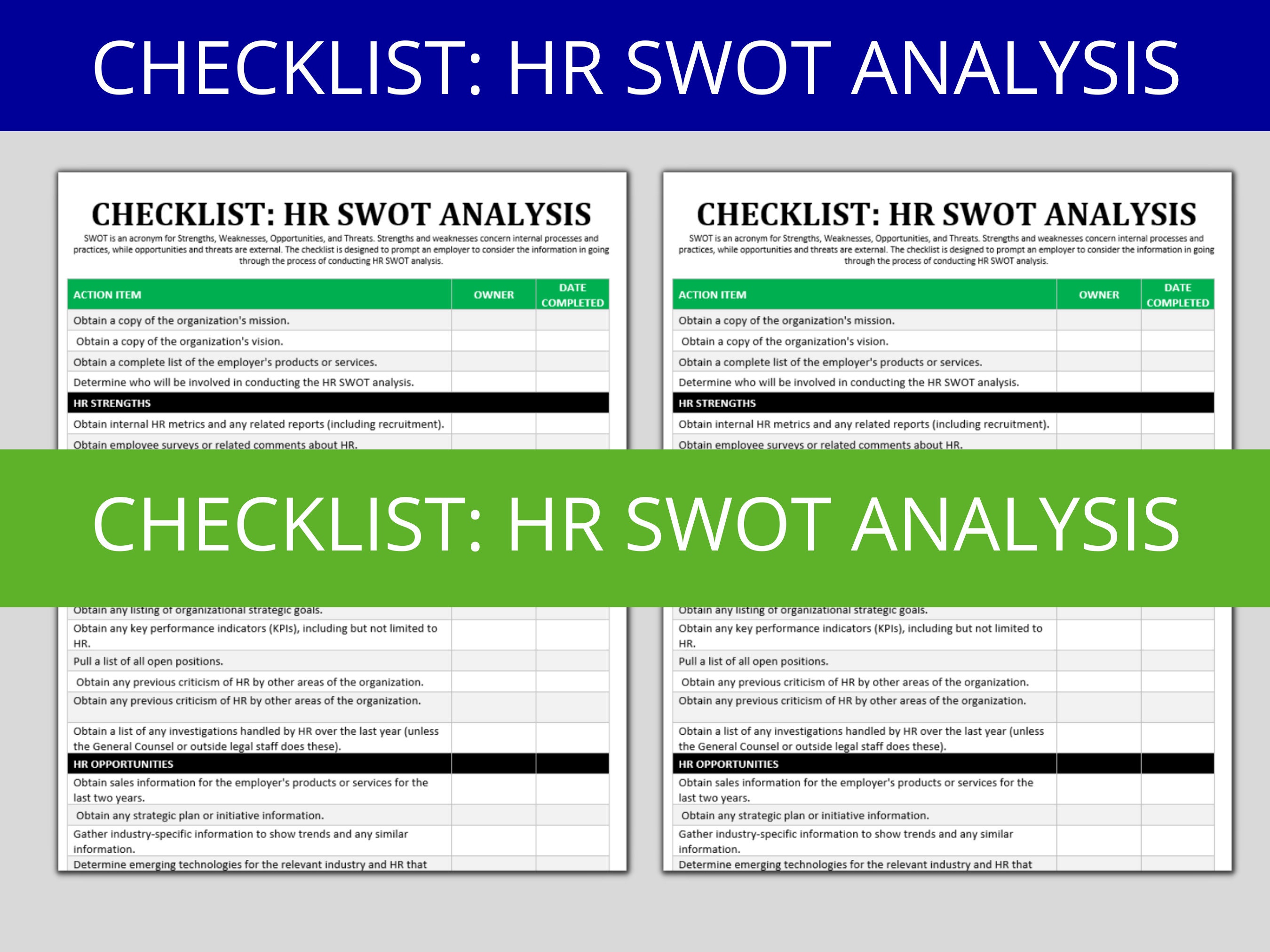 SWOT Analysis - HR Checklist | Human Resource Department | HR Template ...