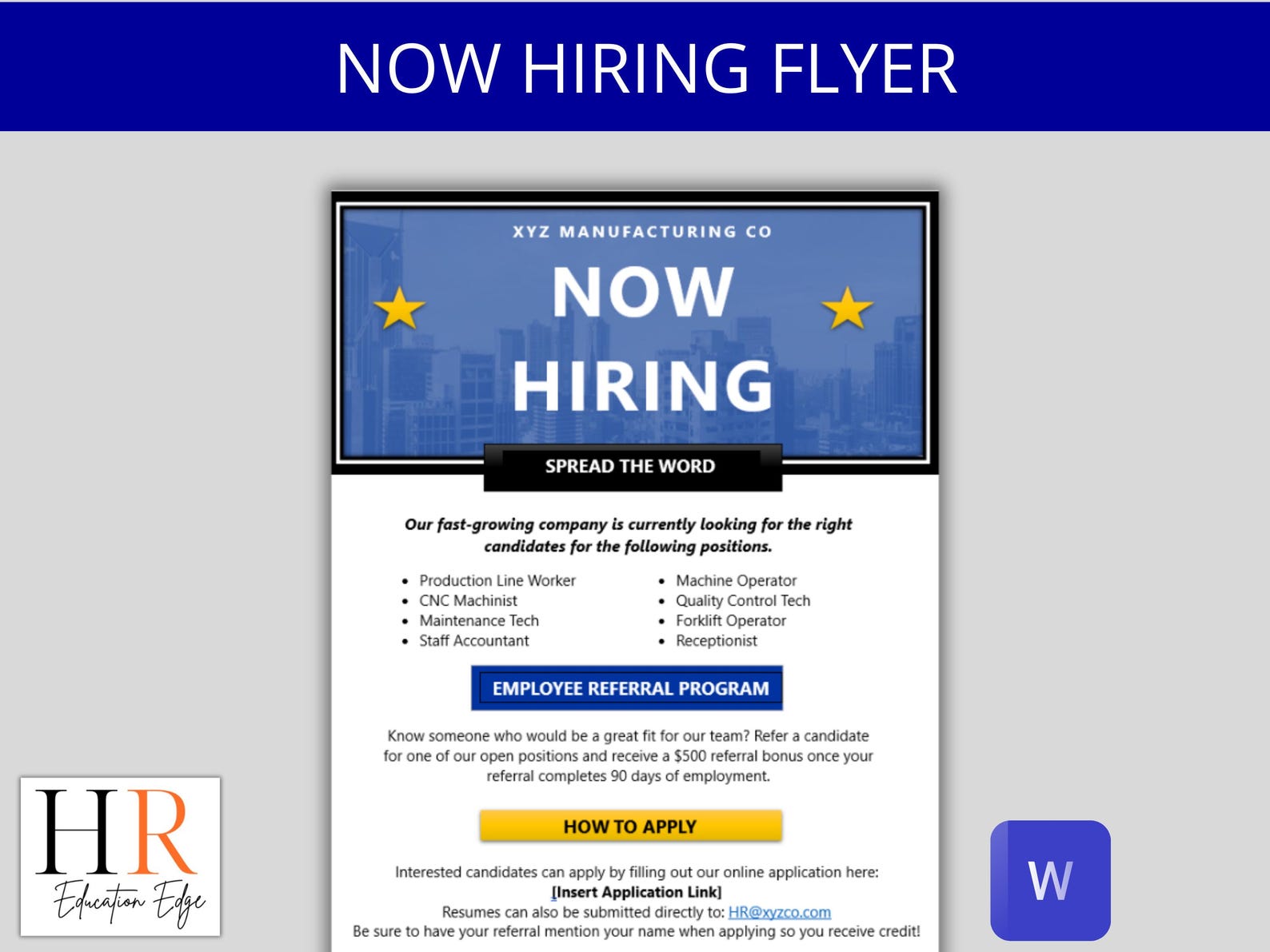 Recruiting Flyer Template: Editable HR Hiring Flyer (digital Download ...